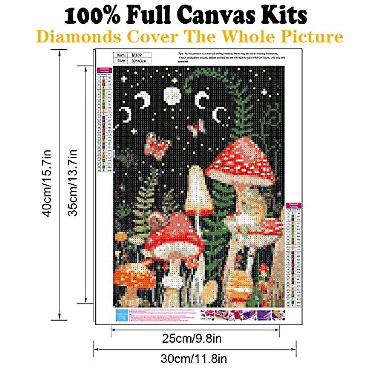 Ecdivjs Mushroom Diamond Painting Kits for Adults,Diamond Painting Mushroom Frog,Diamond Art Kits Mushroom Gem Art for Home Wall Decor Gifts(12x16 inch)