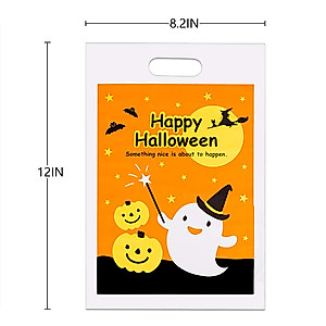 Halloween Trick or Treat Bags,50 Packs Plastic Candy Bags for Party Favors, Snacks, Decoration, Children Arts & Crafts, Event Supplies
