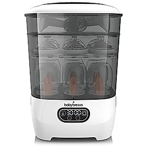 Baby Brezza Bottle Sterilizer and Dryer Advanced – HEPA Filter And Steam Sterilization – Dries 33 Percent Faster Then Original - Universal Fit up to 8 Baby Bottles And 2 Sets of Pump Parts (Any Brand)