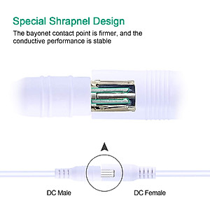 Cable Nahao 2 Pack Power Extension Cable 12ft 2.1mm x 5.5mm Compatible with DC 5V 12V 24V for CCTV Security Camera IP Camera Standalone DVR, LED Strip String Light-Male to Female (White)