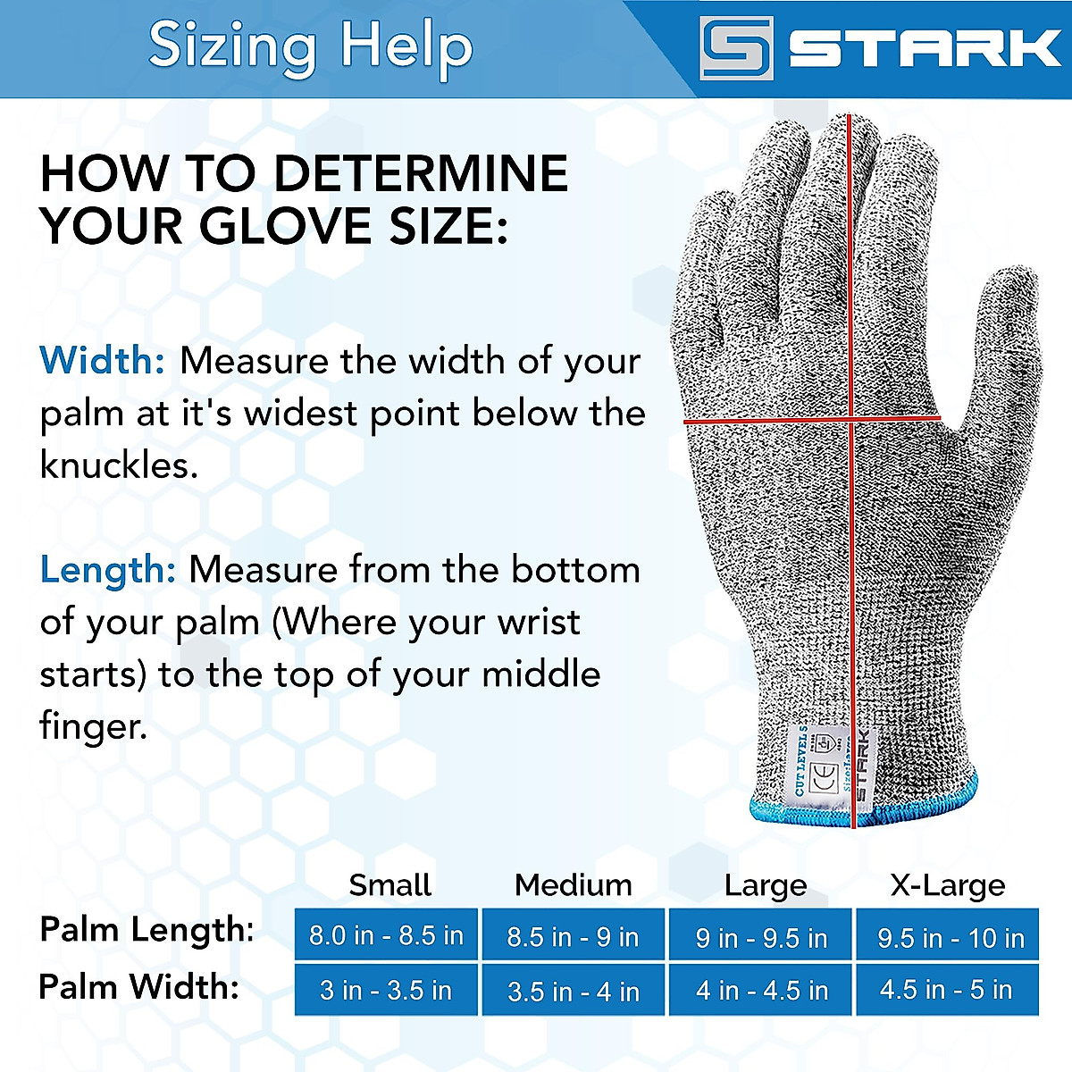 Stark Safe Cut Resistant Gloves, Level 5 Protection, Kitchen Cut Gloves for Meat, Shucking, Fillet, Mandolin Slicing, Carving, 2 Pair, Large