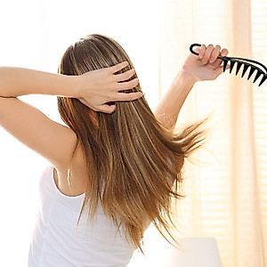 2 Pcs Wide Tooth Comb, Large Texture Combs Wide Tooth Curl Comb Shark Teeth Hairstyle Tool for Curly Wet Wavy Thick Hair Wigs Barber Salon, Women Men (Black)