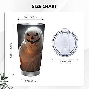 NHJKLWQSZ Halloween Witch 20oz Stainless Steel Tumbler With Lid And Straw, Double Wall Vacuum Insulated Coffee Mug Travel Cups Leak-Proof Lid For Hot And Cold Drinks, Metal Straws And Brush