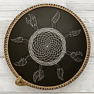 GUDA DRUM Freezbee Dreamcatcher black with Rope Decoration. Best Tongue drum