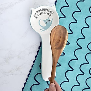 Pavilion - Cat Hair - 10" Housewarming Decorative Cat Shaped Spoon Rest Holder Pet Feline Kitty Kitten Rescue Adoption Animal Pet Parents Mom Dad Present