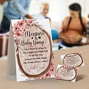 Baby Shower Games - Measure Mommy's Belly Game, How Big is Mommy's Belly, Mommys Belly Size Game, Includes a 5x7 Standing Sign and 50 2x3.5 Advice Cards(niu-k09)