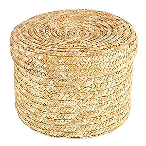 RASe 3 Pcs/Set Handmade Straw Woven Storage Basket with Lid Organizer Storage Box Laundry Baskets Rattan Storage