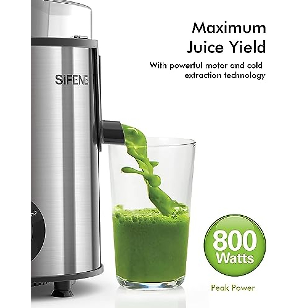 Juicer Machine, SiFENE 500W Centrifugal Juicer Extractor with 3" Wide Feed Chute for Vegetable and Fruit, Juice Maker with 3-Speed Setting, Easy to Clean, BPA Free, Stainless Steel