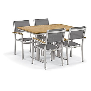 Oxford Garden Travira Armchair - Titanium Sling - Tekwood Natural Arm Caps - 4 Pack