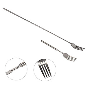 Telescopic Fork, Stainless Steel Extendabl Long Handle Fork, Barbecue Toasting Dinner Fruit Dessert Long Fork Cutlery, Non-Toxic & Anti Rust Fork 8.7~25.4inch