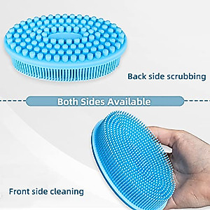 2-in-1 Detachable Silicone Body Scrubber, Long Handled Back Body Exfoliator with Hook for Double-Sided Use, Rich Foam for Deep Cleansing and Exfoliating