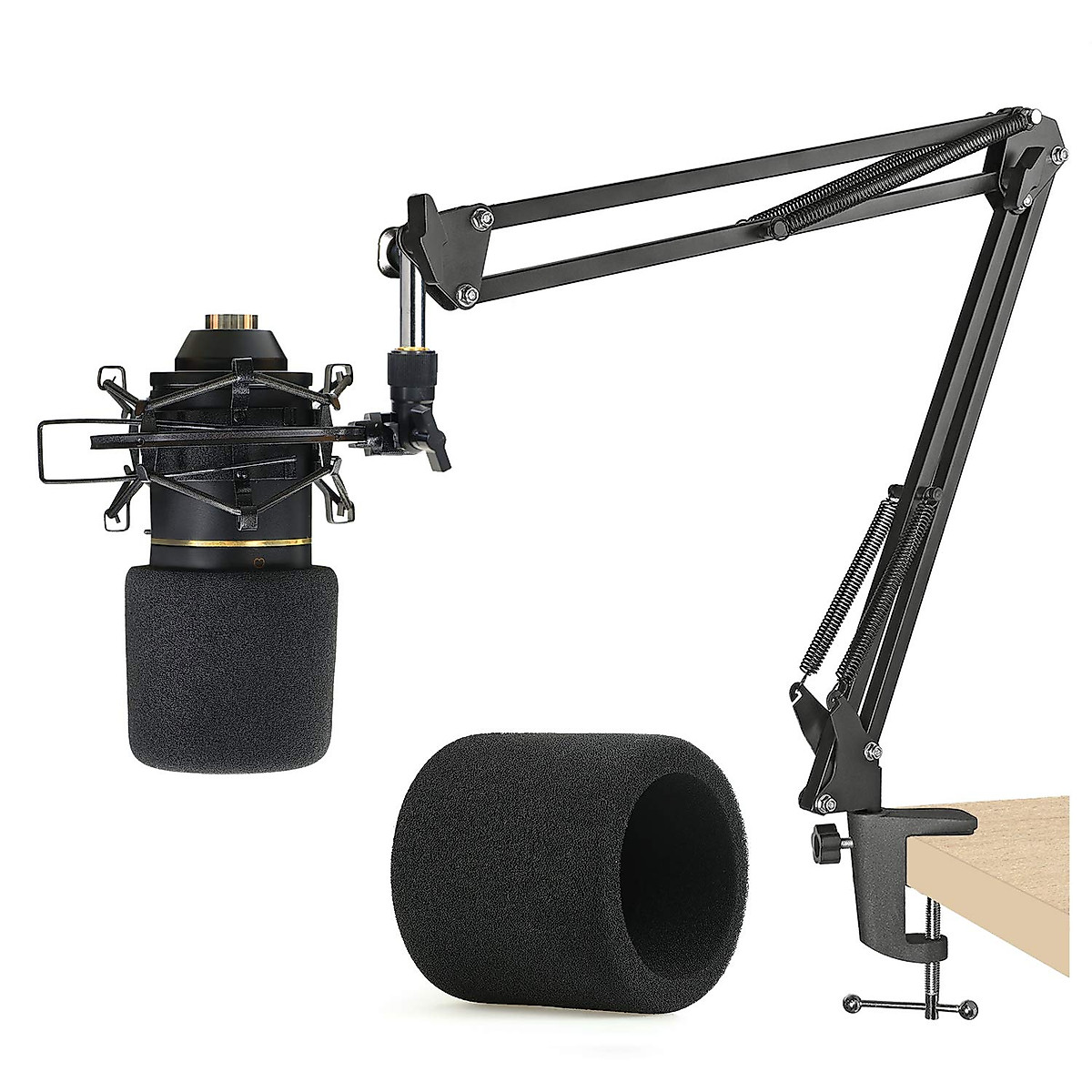 MXL 770 990 Microphone Stand with Pop Filter - Mic Suspension Boom Scissor Arm Stand with Foam Windscreen for MXL Mics 990 770 by YOUSHARES