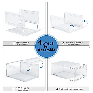 Shoe Storage Boxes, Shoe Organizer Shoe Display Case, Shoe Holder Clear Plastic Stackable Sneaker Box, Zapateras Organizer for Closet Drop Front Shoe Box Fit up to US Size 12(13.4”x 10.5”x 7.4”)