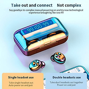 (2022 Upgraded) Wireless Bluetooth Earbuds 2000mAh Charging Compartment Power Bank Magnetic Switch 8D Stereo Sound Mini in-Ear Running Sport Headset Support iOS/Android Mobile Phone