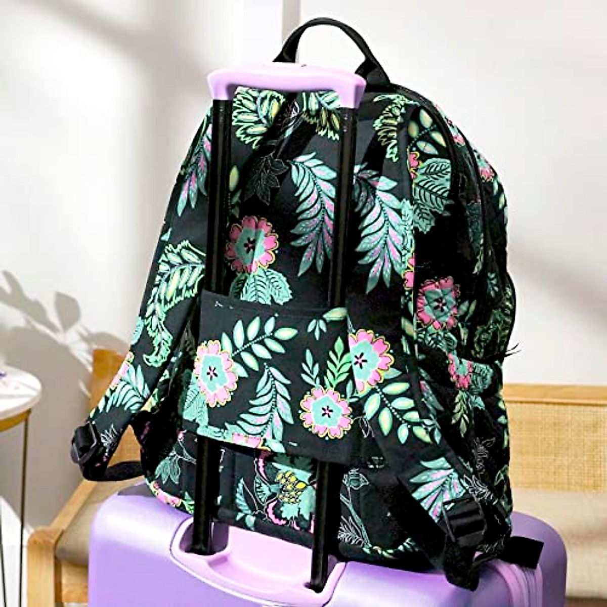 Vera Bradley Women's Cotton Campus Backpack, Island Garden - Recycled Cotton, One Size