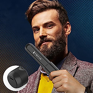 VIKICON Beard Straightening Heat Brush for Men: Cordless Beard and Hair Straightener Hot Comb, Mini & Anti-Scald & Auto Shut Off,Portable for Travel,Unique Gifts for Men
