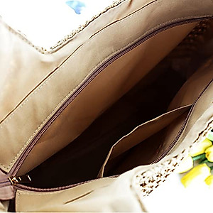 JQWYGB Straw Beach Bag - Straw Purses Handbags for Women Woven Beach Bag Summer Straw Tote Bag for Vacation (Brown)