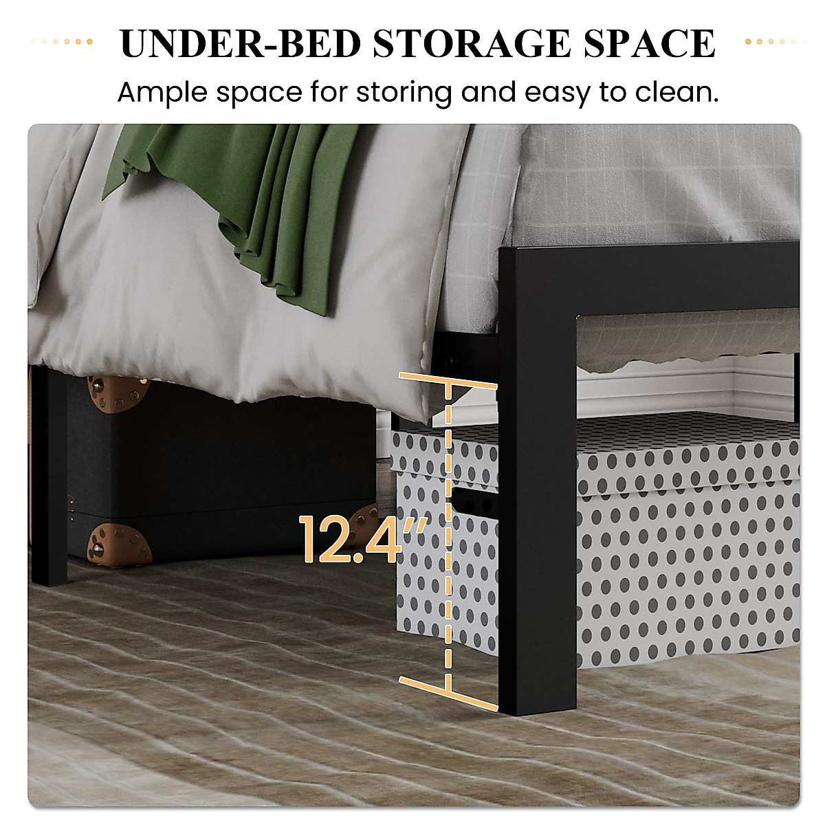 SHA CERLIN Full Size Metal Platform Bed Frame with Upholstered Button Tufted Headboard, Easy Assembly, Dark Grey