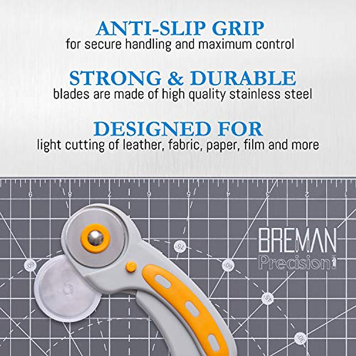 WA Portman Rotating Self Healing Cutting Mat And Rotary Cutter Set - Rotating Cutting Mat for Sewing & Quilting - 13x13 Inch Self Healing Cutting Mat Set - Rotary Cutter Mat - 5 Extra Blades