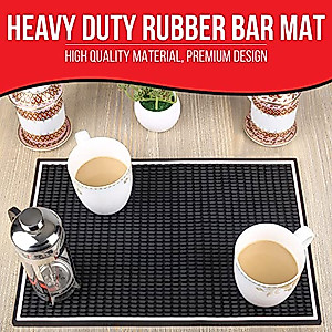 Coffee Bar Mats for Countertop 18 X 12 Inch Thick with Extra Two Coasters, Bar Mat Spill Mat Slip Resistant, Durable Bar Mat for Home Bar and Restaurant by Khokhas (White Boarder)