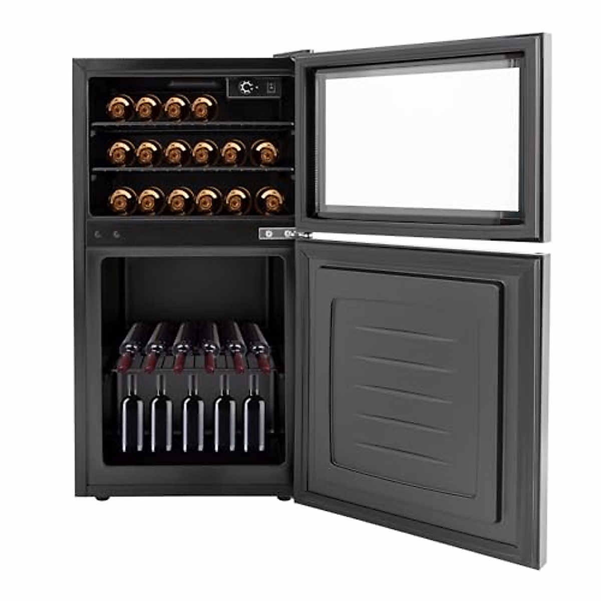 RibasuBB Wine Cooler Refrigerator, 30 Bottles Dual Zones Wine Fridge, Wine Fefrigerator for Red, White, Champagne & Sparkling Wine for Home Office Bar