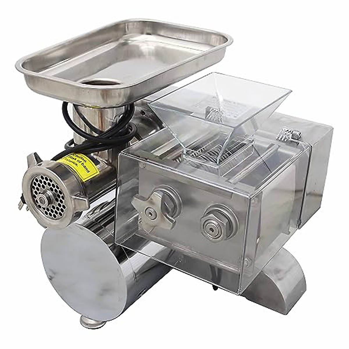 TECHTONGDA Electric Meat Cutter Slicer Grinder Crusher Commercial Shredded Diced for Steak Beef Pork 5mm Cutter and 6mm Plate for Grinder