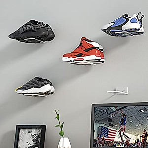 HIIMIEI Shoe Display Shelf for Wall Floating Shoe Shelves Wall Mounted Clear Acrylic Sneaker Shelves to Show Top Shoes and Sneaker Collection or Shoes Box- Large Size 12 Packs