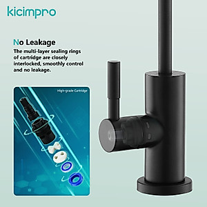 Kicimpro Stainless Steel Matte Black Finish RO Faucet Kitchen Water Filter Faucet for 0.59-1.37 Inches Sink Holes, 10.3 Inches Height Bar Sink Faucet