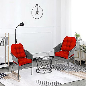 AALLYN Patio Chaise Lounger Cushion 2 Pack Chair Pads for Sofa Overstuffed Fade Resistant Tufted Seat Cushion Patio Furniture Cushions for Wicker Chair(Color:Red)
