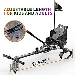COOL&FUN Hoverboard Seat Attachment Go Kart Adjustable Frame Length Accessory for 6.5''8''10',Hoverboard Accessories for self Balancing Scooter