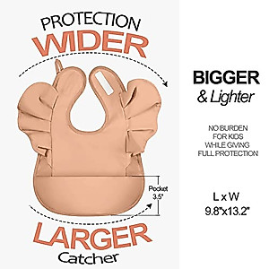 Ramede 3 Pcs Waterproof Baby Bib Washable Toddler Bibs Soft Feeding Bibs with Food Catcher for Baby Boy or Girl Eating Travel Home Supplies, Lovely