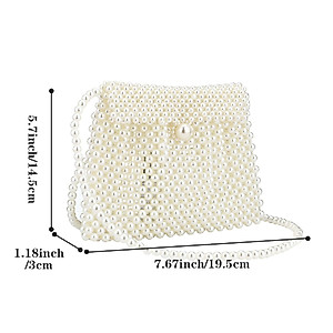 Women Shoulder Bag Pearl Purse Tote bag Handmade Tote Bag Weave Beaded Bag Clutch Evening Party Bag