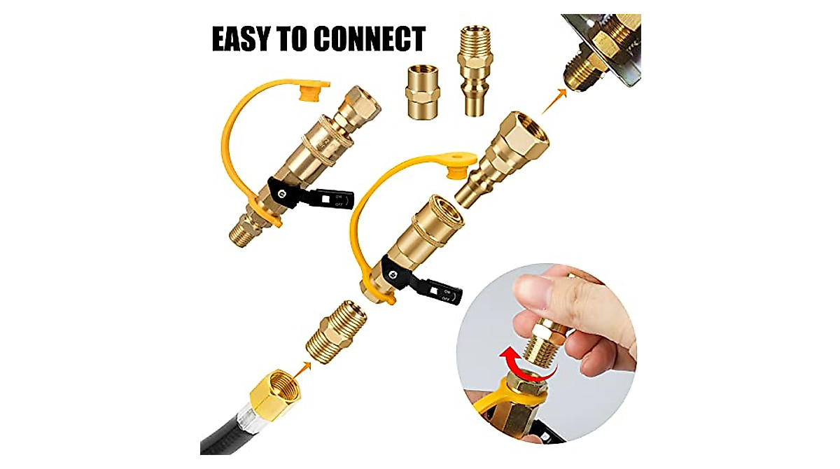 EEEKIT 1/4" RV Quick Connect Adapter for Propane & Gas BBQs