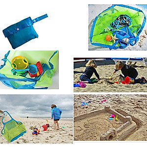 2 Pack Extra Large Mesh Beach Bag Childrens' Toy Storage Swimming Equipment Storage Bag Laundry Tote Backpack,Stay Away from Sand and Water, Toy Not Included (Blue)