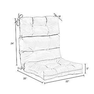 South Pine Porch Outdoor High-Back Chair Cushion, Watermelon Stripe 2 Count