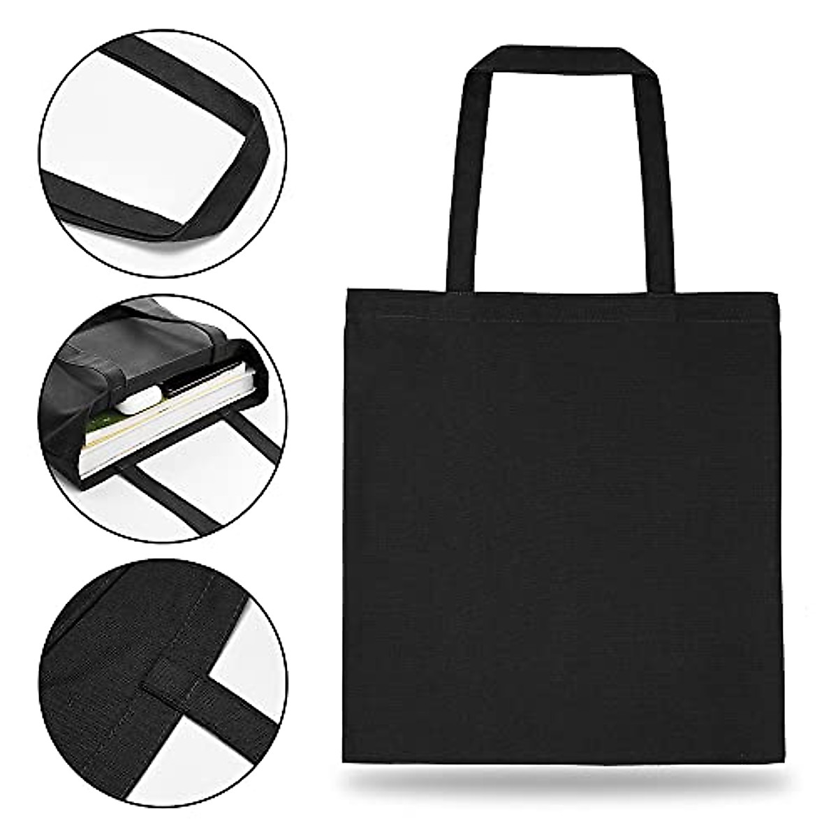 corupuoi Resuable Tote Bag 32 Pack Canvas Bag 6 Oz Eco-Friendly Shopping Bags Suitable for Diy, Promotion, Gifts, Black