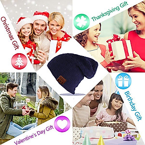 Wireless Beanie Hat with Headphones Smart Beanie Headset Winter Hats Warm Musical Cap 5.0 Headphone Built-in Mic Handsfree for Skiing Skateboarding Jogging for Men Women Boys Girls Blue