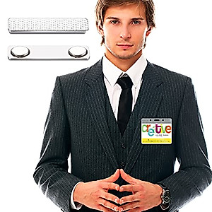 100 Sets Magnetic Name Tags Name Tag Magnet Adhesive Badge Magnets Metal Pin Magnet Back Silver Nametag Fasteners with Neodymium Magnets for School Hotel Trade Shows Office Jackets Shirts