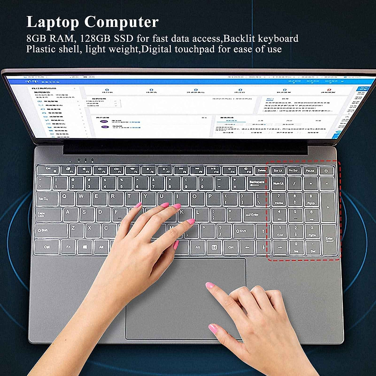 GOWENIC 15.6in Laptop, Notebook Computer with 14inch IPS 1920 x 1080 HD Screen, Touchpad, 8GB RAM, 128GB SSD, Intel J4125 Processor, WiFi, BT, 0.3MP Camera, for Win 11