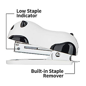 Deli Mini Cute Panda Desktop Stapler, Office Stapler, 12 Sheet Capacity, Includes Built-in Staple Remover & 1000PCS No.10 Staples