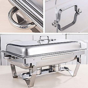 UZOURI Stainless Steel Chafing Dish Sets 2 Pieces, Chafing Dish Set Food Warmer Buffet with Folding Frame Food Pans, for Catering Buffet Warmer Tray Dining(Size:Single Grid) (Single Grid)