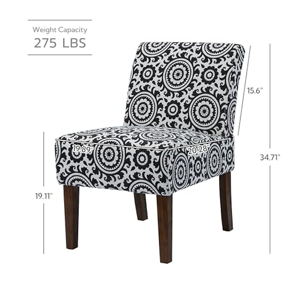 Phoenix Home Parsons Dining Room Chairs, Set of 4, Black Floral