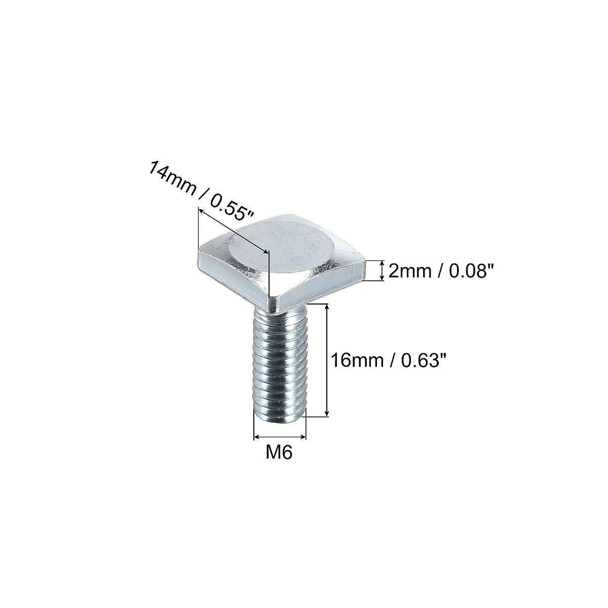 uxcell Square Head Bolt, 20pcs M6x17.5mm Fully Thread Carbon Steel Grade 4.8 Square Machine Screws