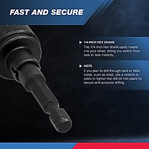 NEIKO 20753A Keyless Drill Chuck for Impact Driver, Chuck Conversion Adapter, 1/4” Hex Shank, Convert Cordless Screwdrivers into Power Drills in Seconds, For Round-Shank Drill Bits, No Keys Needed