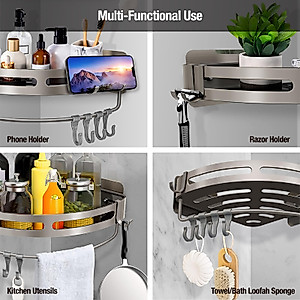 Boltra Shower Corner Shelves Caddy 2Pcs Shower Caddy Shelf Wall Mounted Bathroom Organizer Rack, No Drilling, Aluminium Storage Organizer for Bathroom, Kitchen