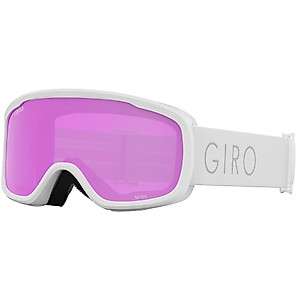 Giro Moxie Ski Goggles - Snowboard Goggles for Women & Youth - White Core Light Strap with Amber Pink/Yellow Lenses