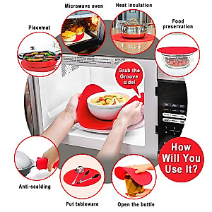 2 Pack Multi-Purpose Silicone Microwave Mat, 12 Inch Non Stick Silicone Baking Mats Oven Mat for Bottom of Oven, Heat Resistant Oven Mat Microwave Trivet Mat （Black)