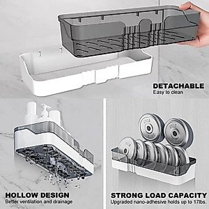 Aukomer Shower Caddy Bathroom Shower Shelves 2 Pcs Adhesive Shower Organizer, No Drilling Dual-Layer Bathroom Wall Organizer, Upgraded Kitchen Storage Rustproof Storage Rack for Bathroom