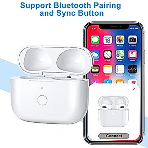 Wireless Charging Case Replacement Compatible with AirPods 3rd Generation, Air Pods 3 Charger Case with Pairing Sync Button - White