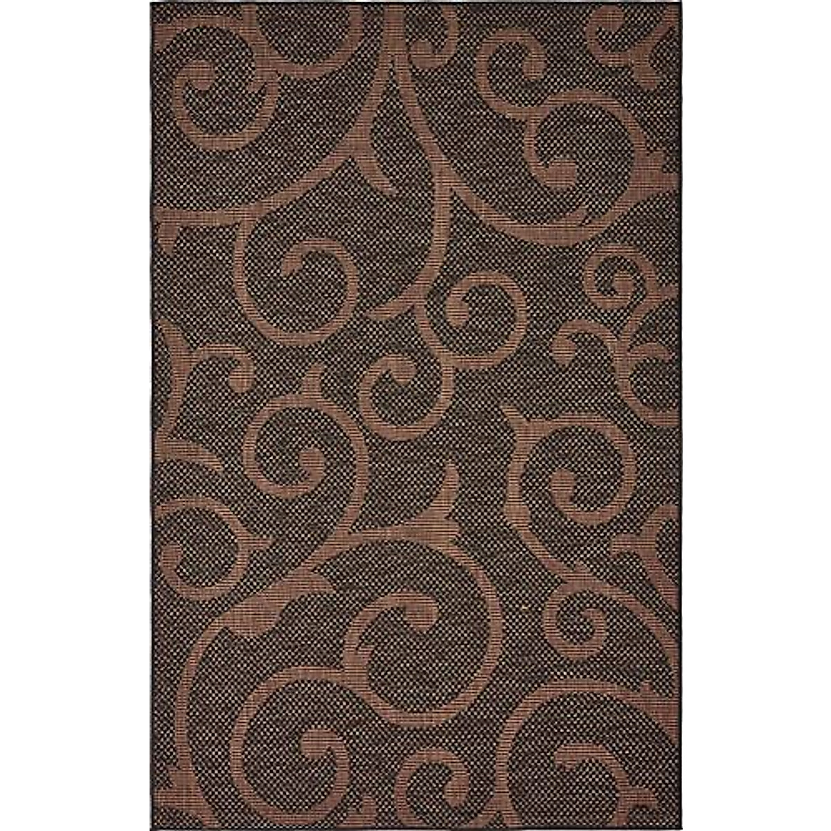 Unique Loom Outdoor Botanical Collection Area Rug - Vine (5' 1" x 8' Rectangle, Chocolate Brown/ Black)